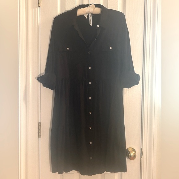 NY Collection | Dresses | Ny Collection Shirt Dress Black | Poshmark